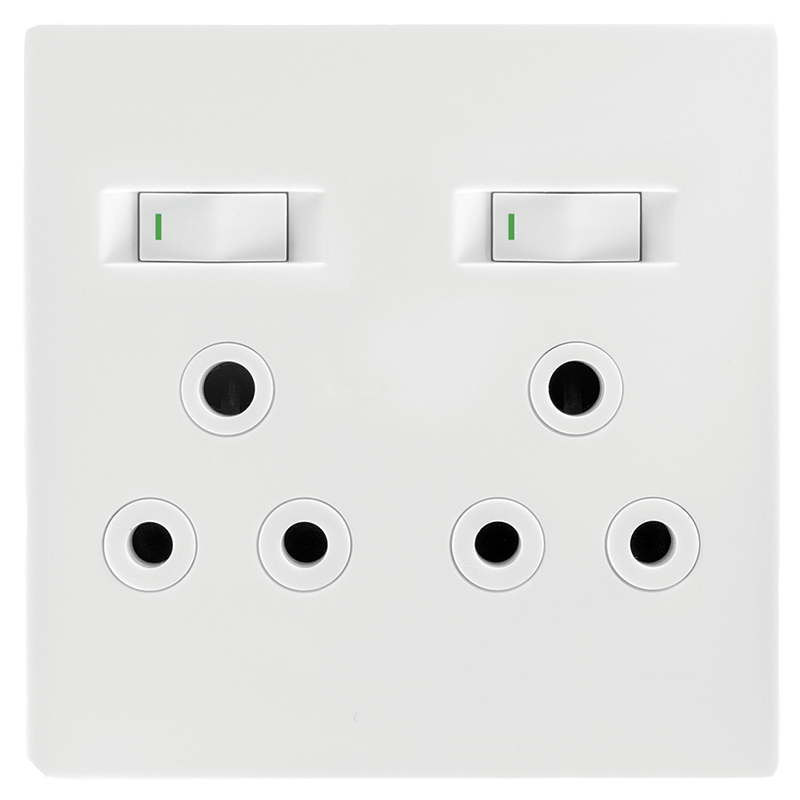 Topaz Double Switched Socket Complete with Coverplate - Crabtree Electrical