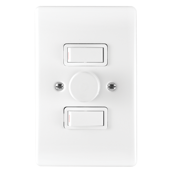 Classic 3 Lever 600W Rotary Dimmer Switch on 2x4 Yoke with White Steel ...