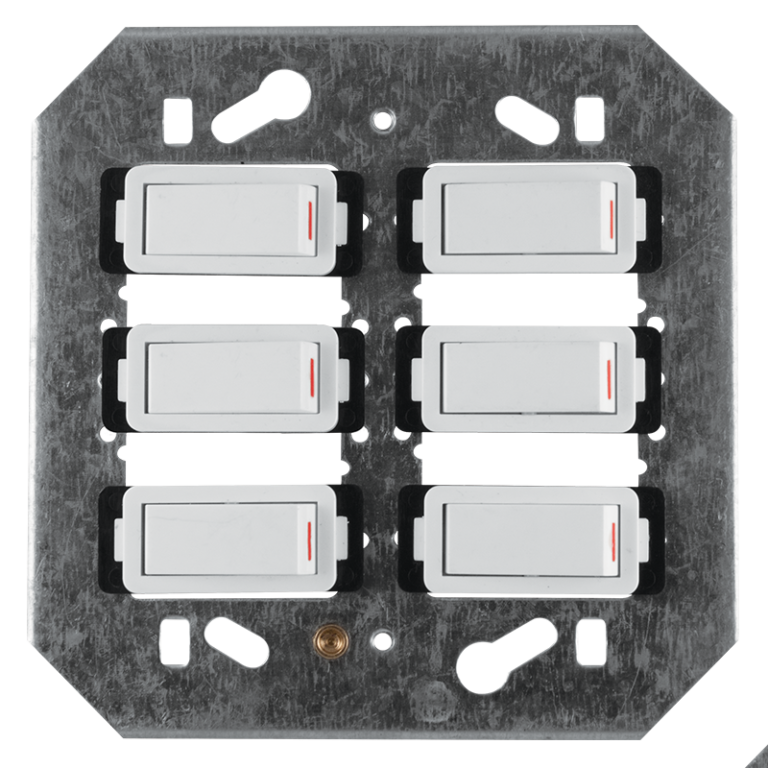 Classic 6 Lever 6x1 Way Switch on 4x4 Yoke - Crabtree Electrical