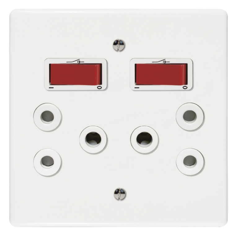 Classic Double Isolated 164-1 STD Socket, Double Pole Red Switched on ...