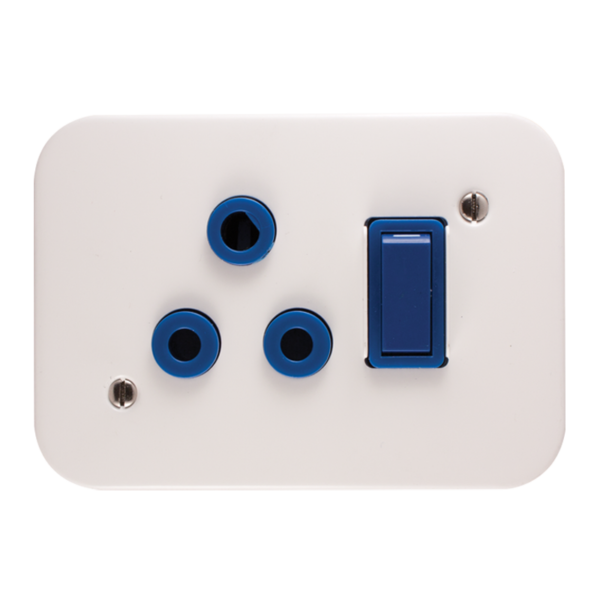 Classic Industrial Single Dedicated Switched Socket 164-4 Blue on ...