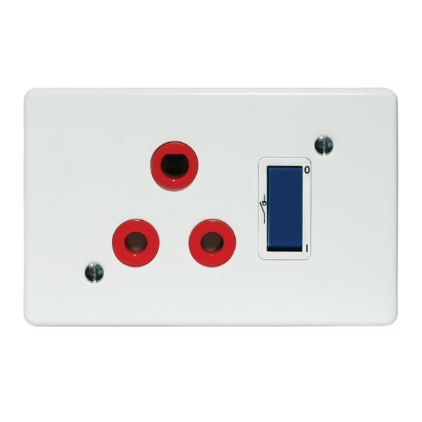 Classic Single Dedicated Socket 164-4 Red Double-Pole Switched Blue on ...
