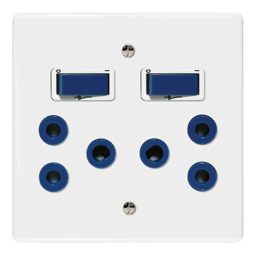 Classic Double Dedicated Socket 164-4 Blue Double-Pole Switched Blue on ...