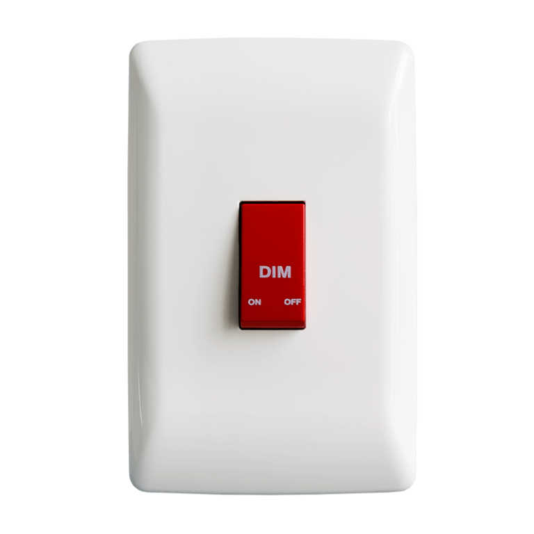 Diamond 1 Lever Red Bell Press Dimmer with White Coverplate - Crabtree ...