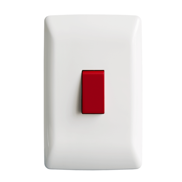 Diamond Red 2 Way Single Switch with Coverplate - Crabtree Electrical