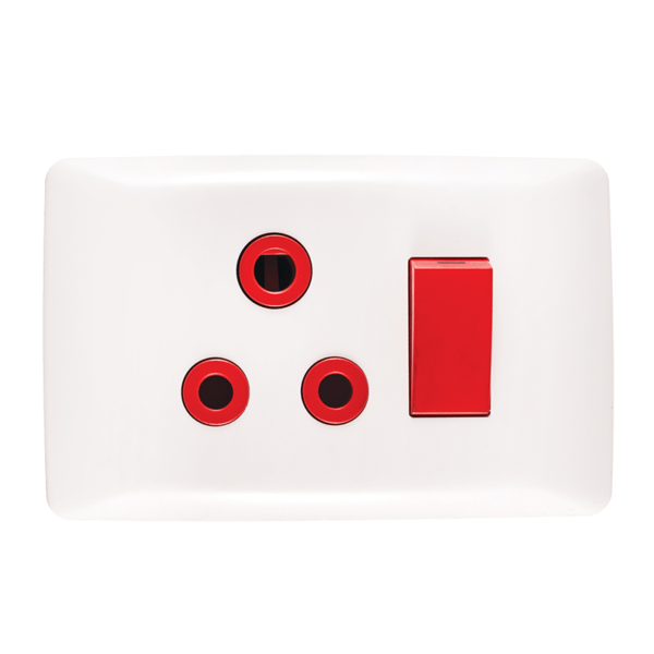 Diamond Single Dedicated Socket 164-4 Switched Red on 4x2 Yoke with ...