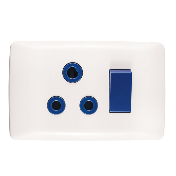 Diamond Single Dedicated Socket 164-4 Switched Blue on 4x2 Yoke with ...