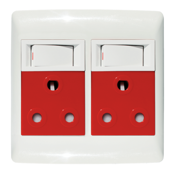 Diamond Double Dedicated Socket 164-4 Red Switched White on 4x4 Yoke ...