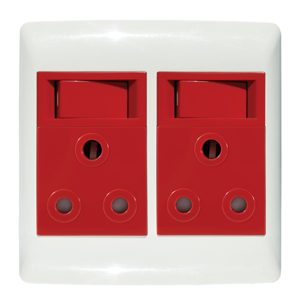 Diamond Double STD Socket 164-1 Red Switched Red on 4x4 Yoke with White ...