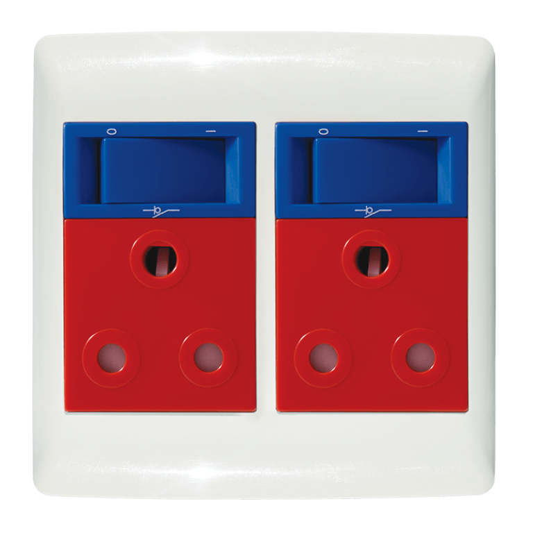 Diamond Double Dedicated Socket 164-4 Red Double-Pole Switched Blue on ...