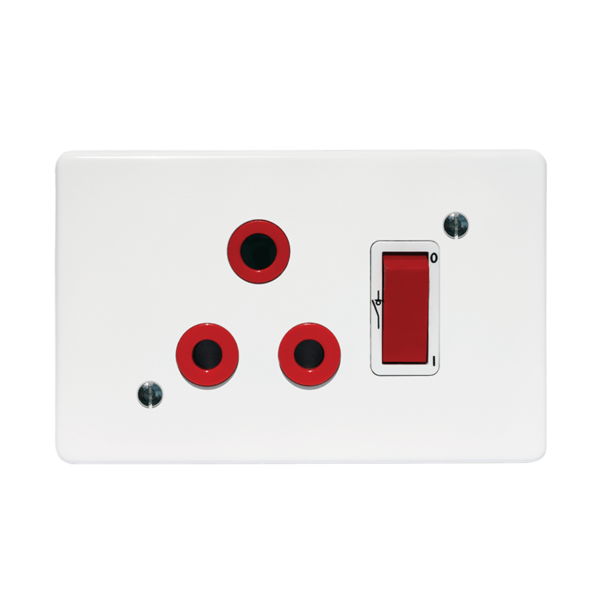 Classic Single Isolated STD Socket 164-1 Red Double-Pole Switched Red ...