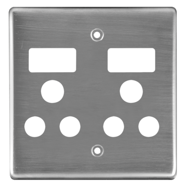 Classic Double Monoblock Switched Steel Socket Coverplate - Crabtree ...