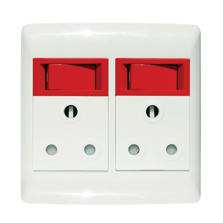 Diamond Double STD Socket 164-1 White Switched Red on 4x4 Yoke with ...