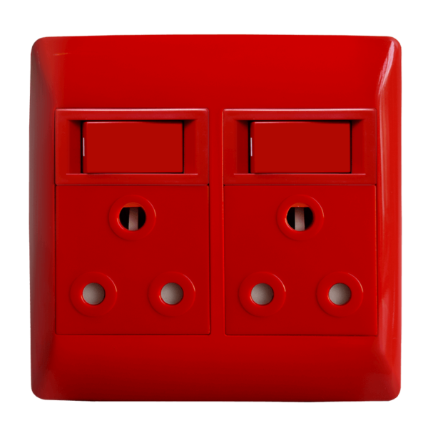 Diamond Double Dedicated Socket with Red Single Pole Switch - Crabtree ...