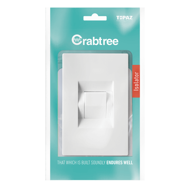 Topaz Isolator 30A Double Pole Complete with Coverplate - Crabtree Electrical