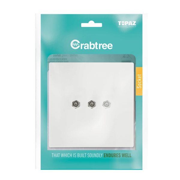Topaz 3 Mod Satellite Socket Complete with Coverplate - Crabtree Electrical