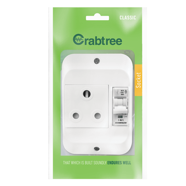 Classic Industrial Circuit Breaker 16A Socket on Surface Box - Crabtree ...