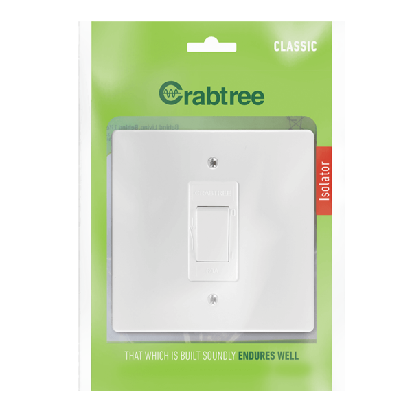 Classic Double Pole 60A Isolator Coverplate - Crabtree Electrical